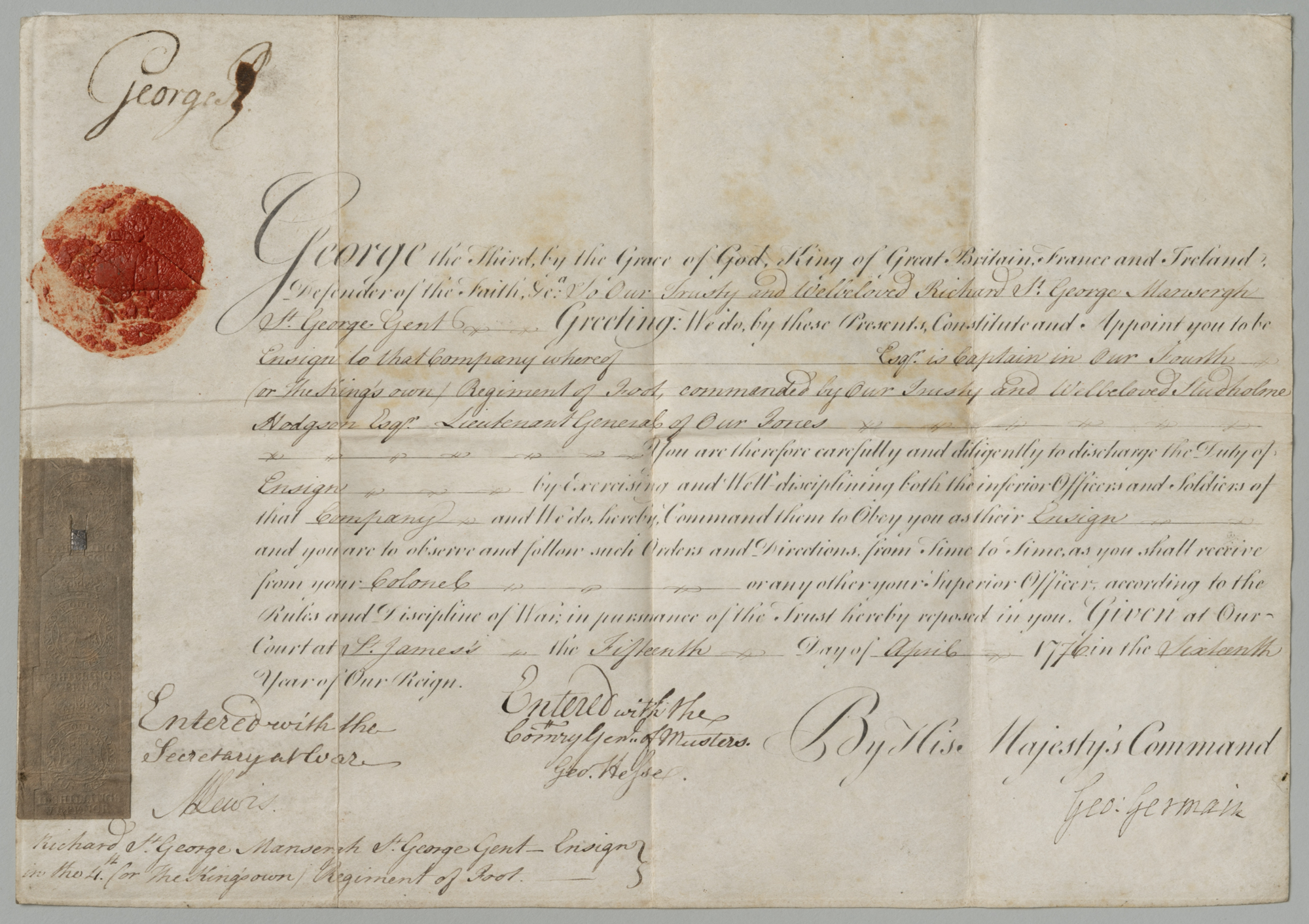 4th Regiment of Foot Commission - Museum of the American Revolution