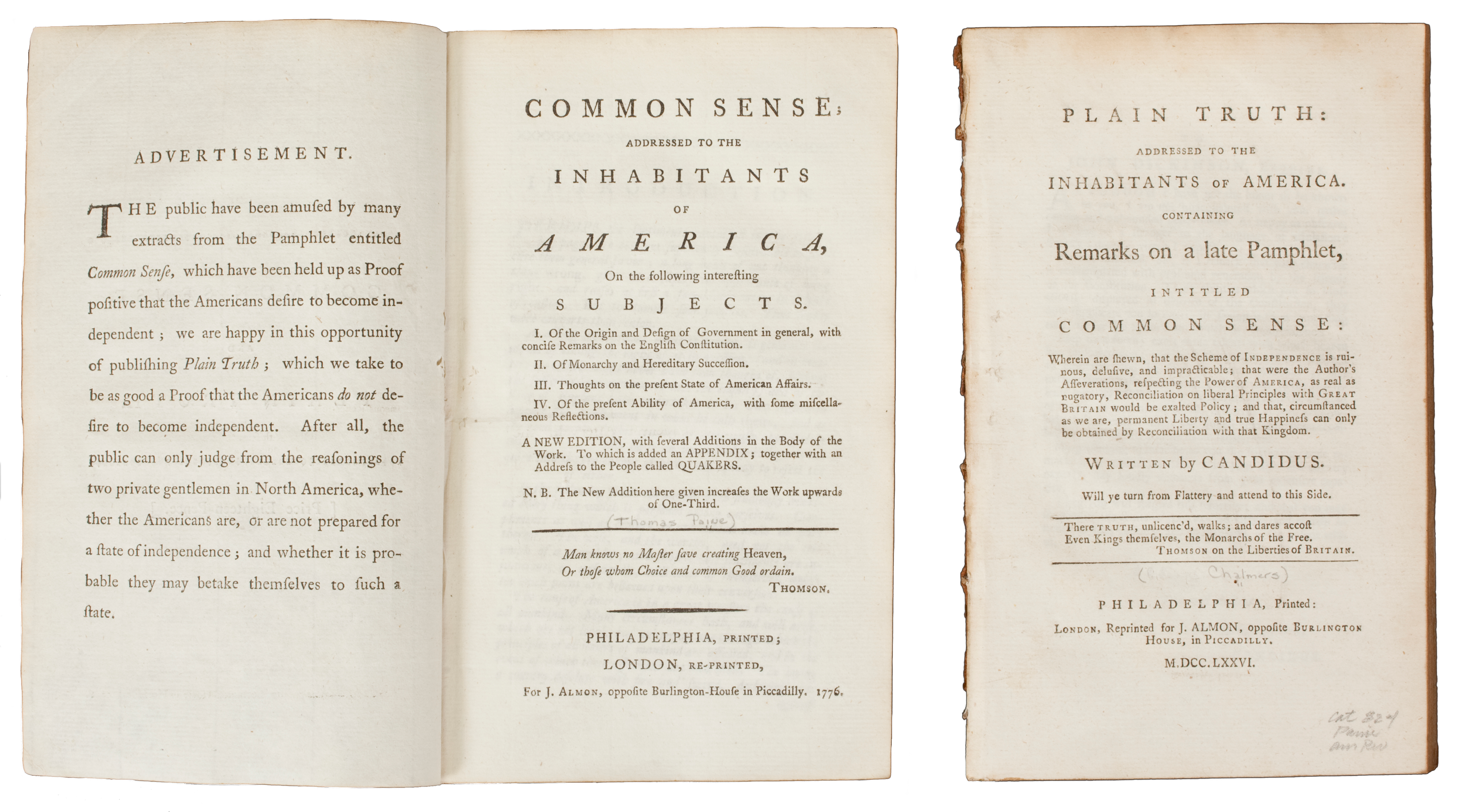 Thomas Paine's Common Sense and James Chalmers' Plain Truth | Timeline ...
