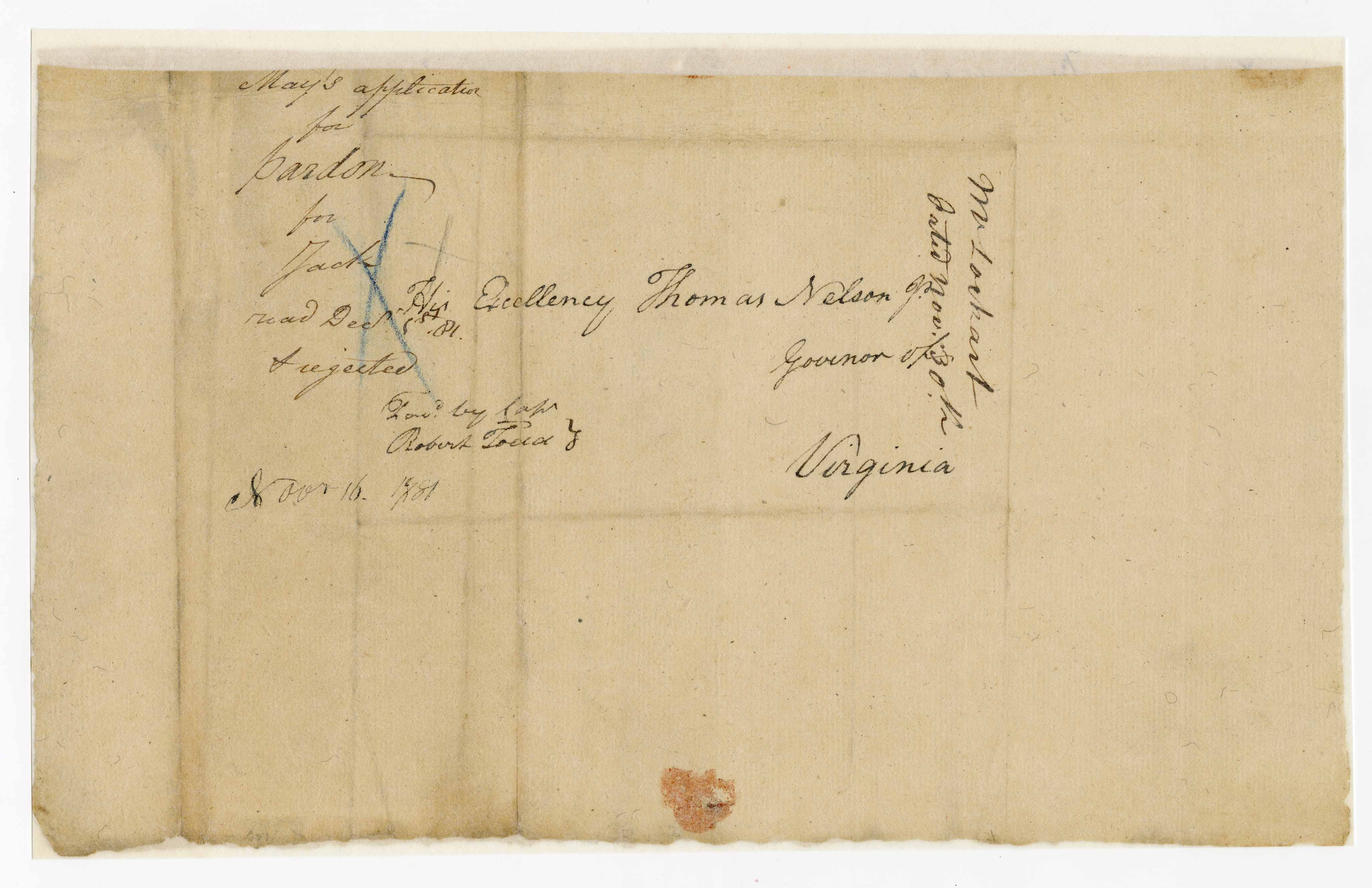 Patrick Lockhart’s Letter to Thomas Nelson | Finding Freedom - Museum ...