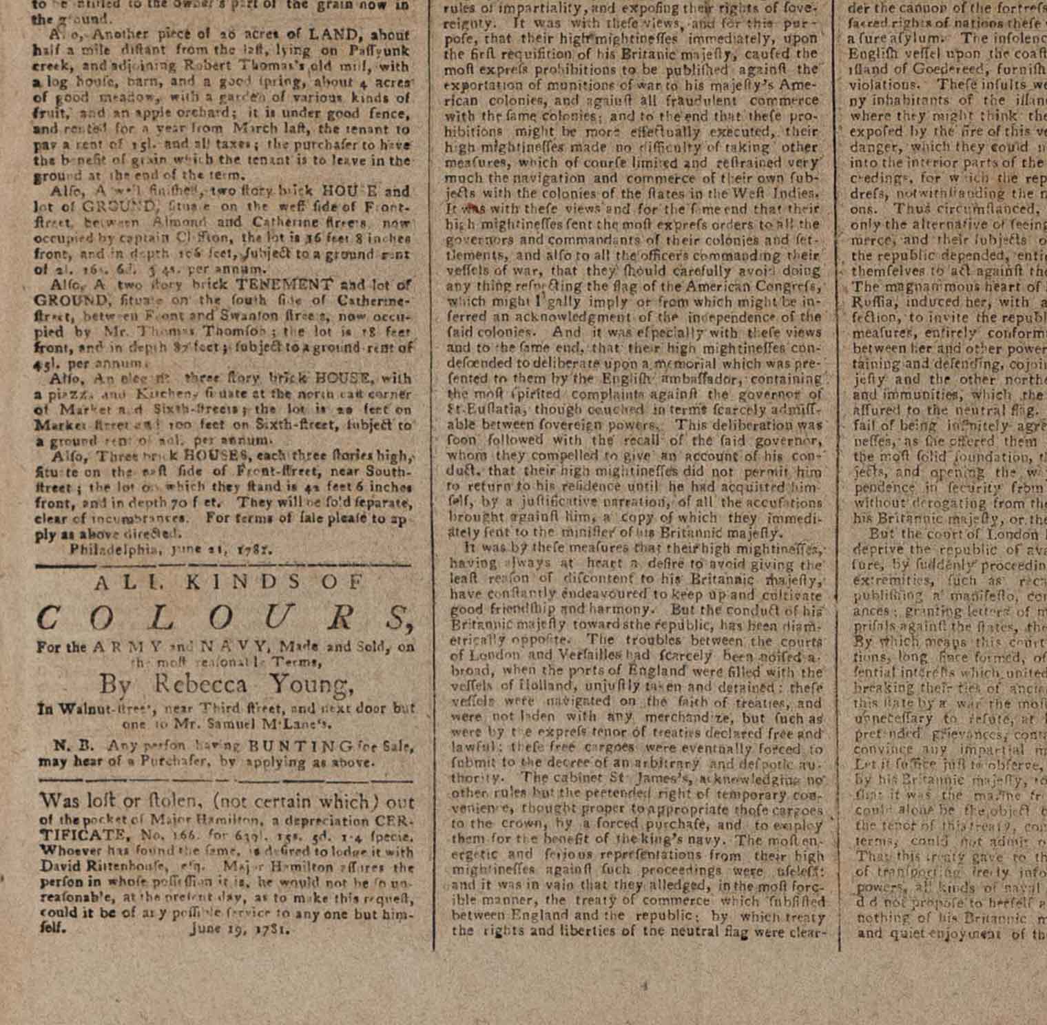 Rebecca Flower Young Ad | Timeline of the American Revolution